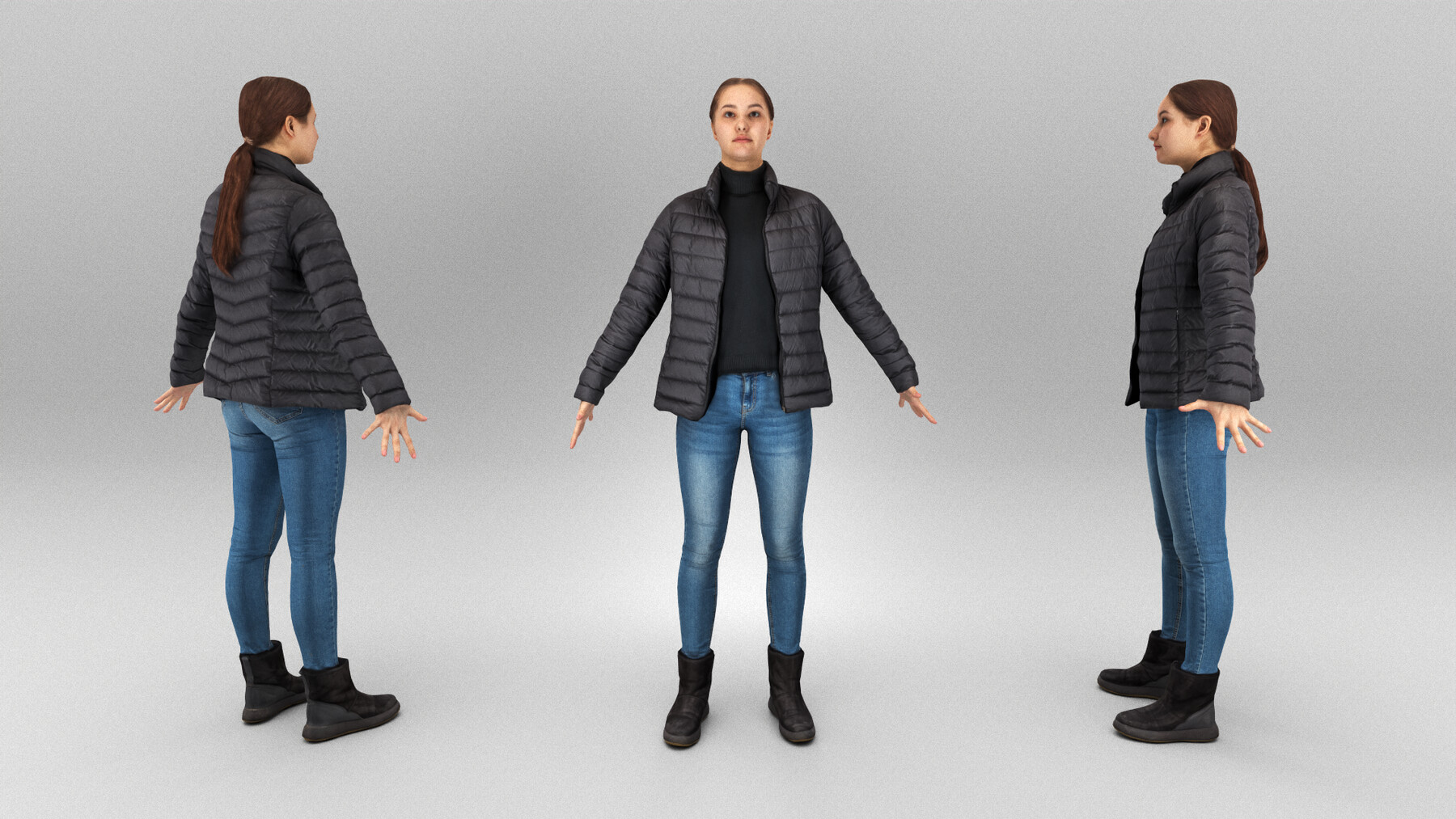 ArtStation - Young woman in puffer jacket ready for animation 391 ...