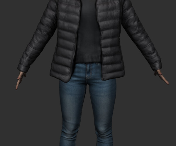 ArtStation - Young woman in puffer jacket ready for animation 391 ...