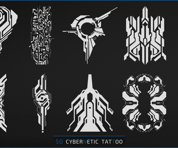 ArtStation - 50 CYBERNETIC TATOO_VOL.02 | Brushes