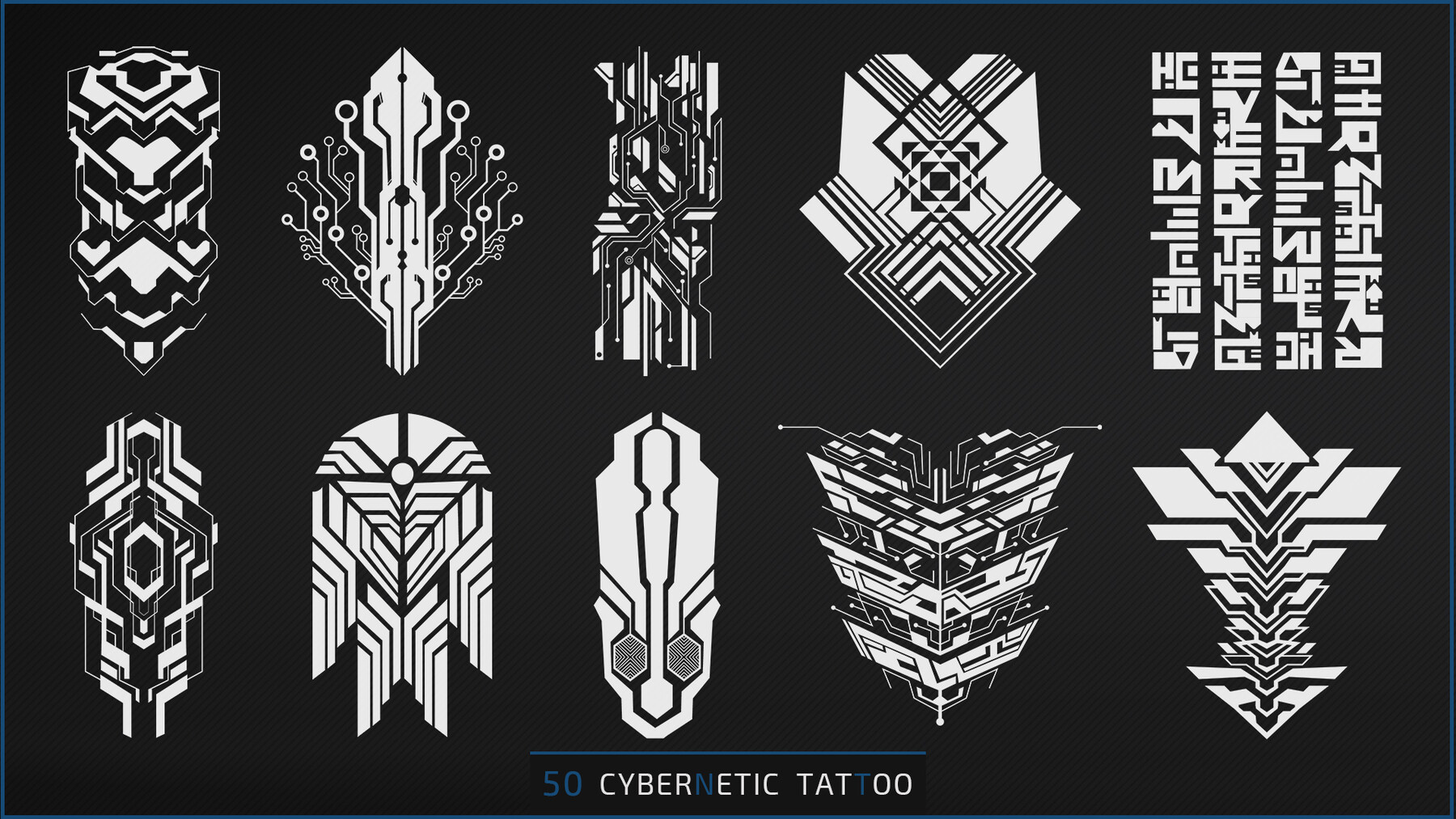 ArtStation - 50 CYBERNETIC TATOO_VOL.02 | Brushes