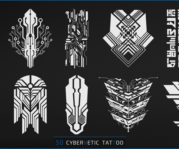 ArtStation - 50 CYBERNETIC TATOO_VOL.02 | Brushes