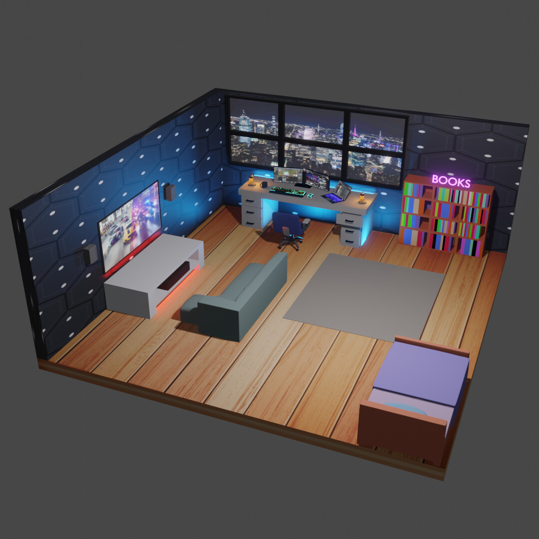 ArtStation - Amazing 3D isometric NYC apartment in blender | Game Assets