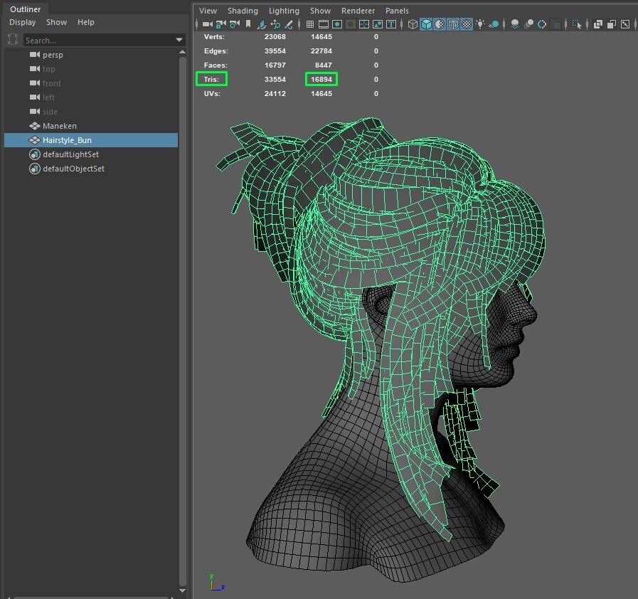 ArtStation - Low Poly Cards Game-ready Hairstyle Bun | Game Assets