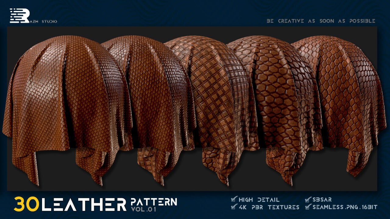 ArtStation - 30 Leather Pattern - Vol 01 | Game Assets