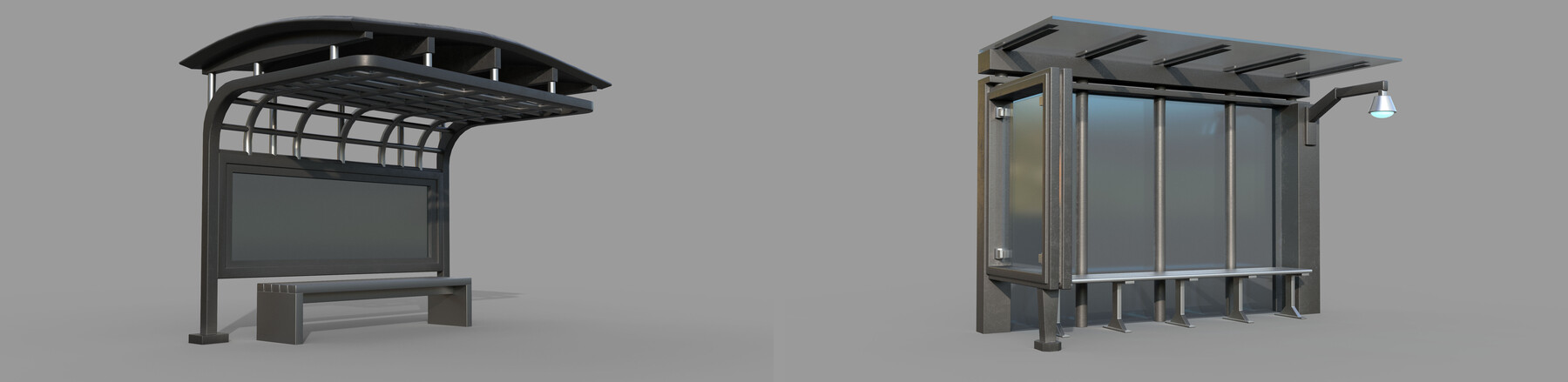 ArtStation - 25 Bus Stop Base Mesh Pack with UVs and Textures | Game Assets