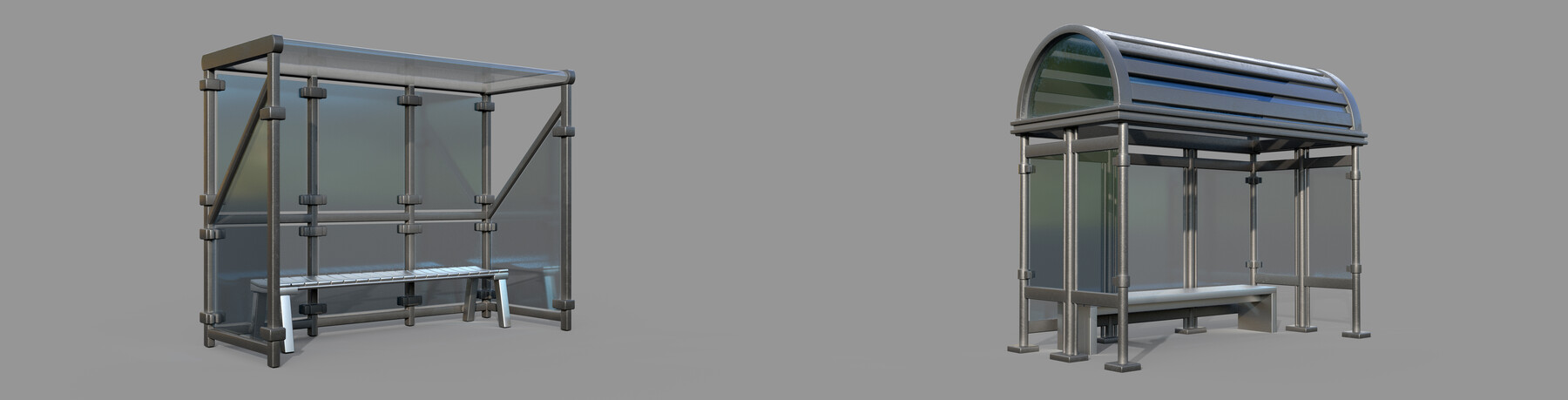 ArtStation - 25 Bus Stop Base Mesh Pack with UVs and Textures | Game Assets