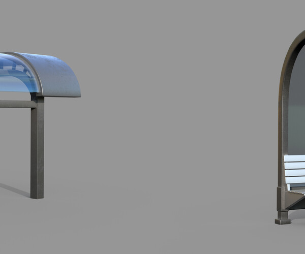 ArtStation - 25 Bus Stop Base Mesh Pack with UVs and Textures | Game Assets