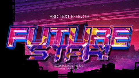 ArtStation - Future Star PSD fully editable text effect. Layer style ...