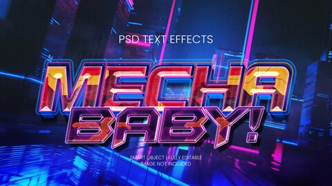 ArtStation - Mecha Baby PSD fully editable text effect. Layer style PSD ...