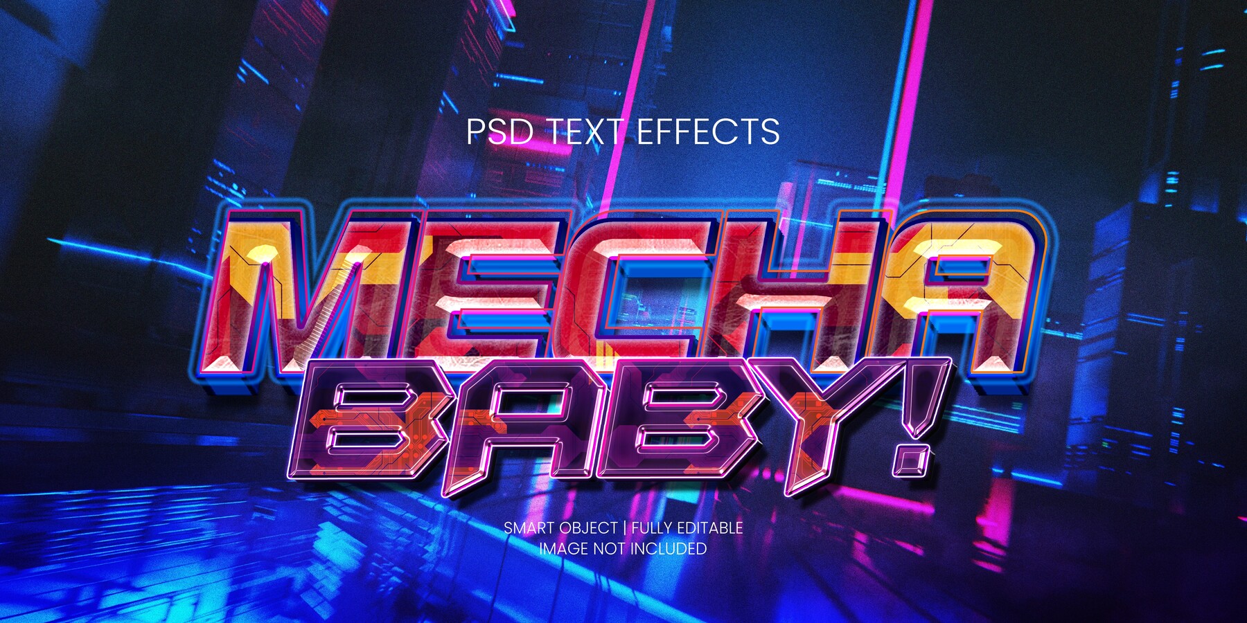 ArtStation - Mecha Baby PSD fully editable text effect. Layer style PSD mockup template. | Artworks