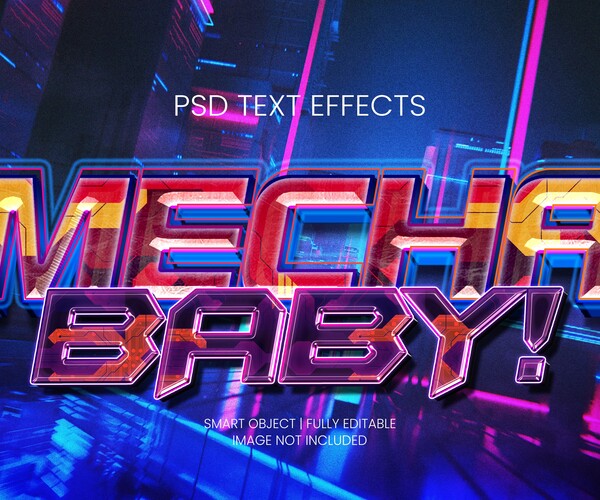 ArtStation - Mecha Baby PSD fully editable text effect. Layer style PSD ...