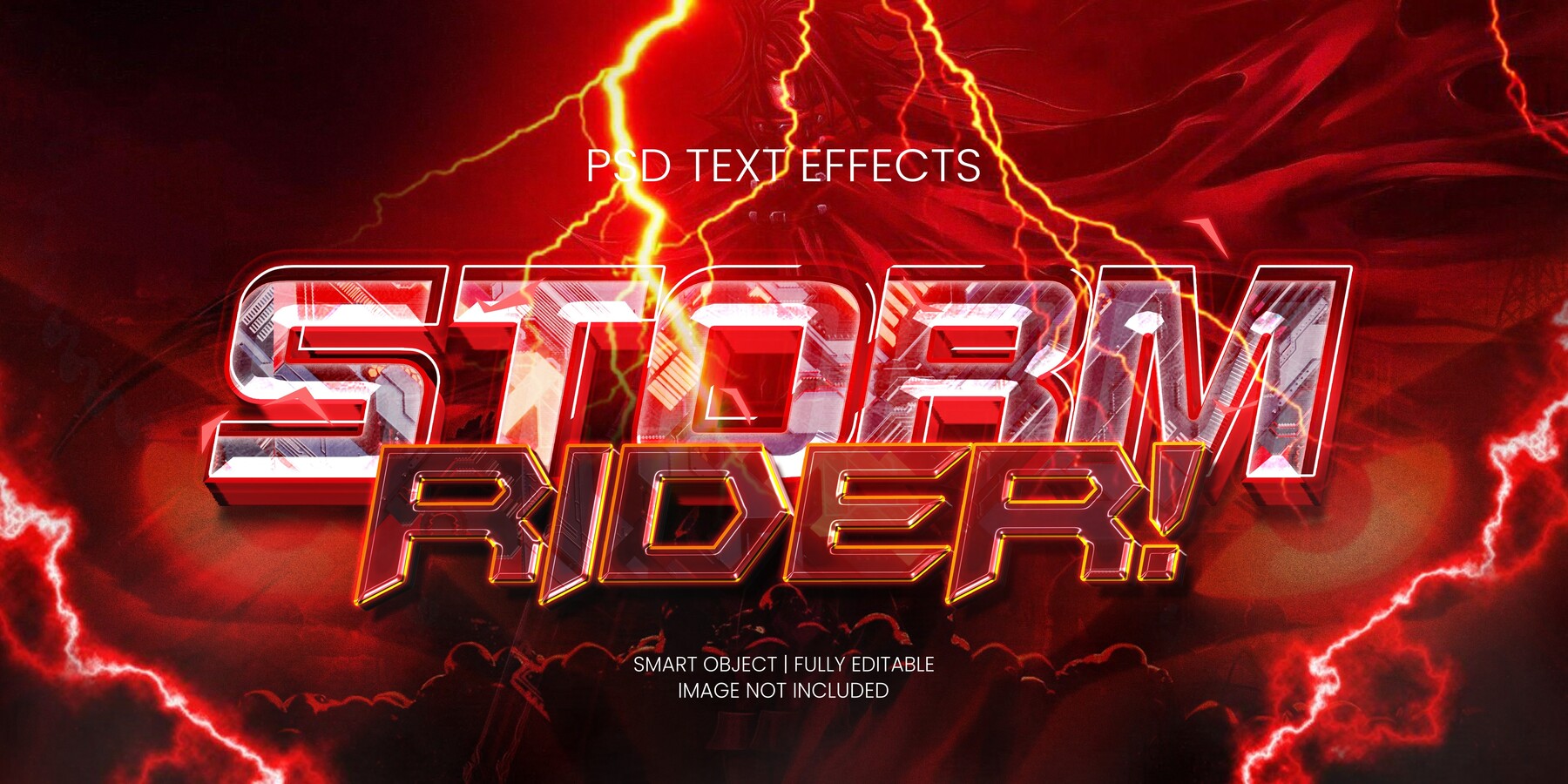 ArtStation - Strom Rider PSD fully editable text effect. Layer style PSD mockup template. | Artworks