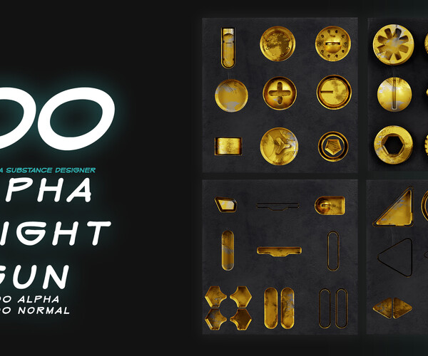 ArtStation - 100 Alpha Height And Normal For Gun -hardsurface- vol.01 ...
