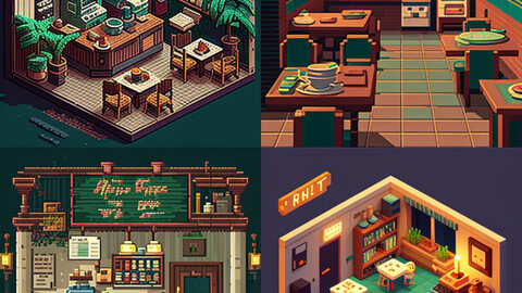 ArtStation - Pixel Art Restaurant Backgrounds | Artworks