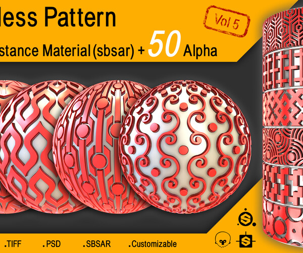 ArtStation - 50 Seamless Pattern + Alpha (4K) Vol 5 | Resources