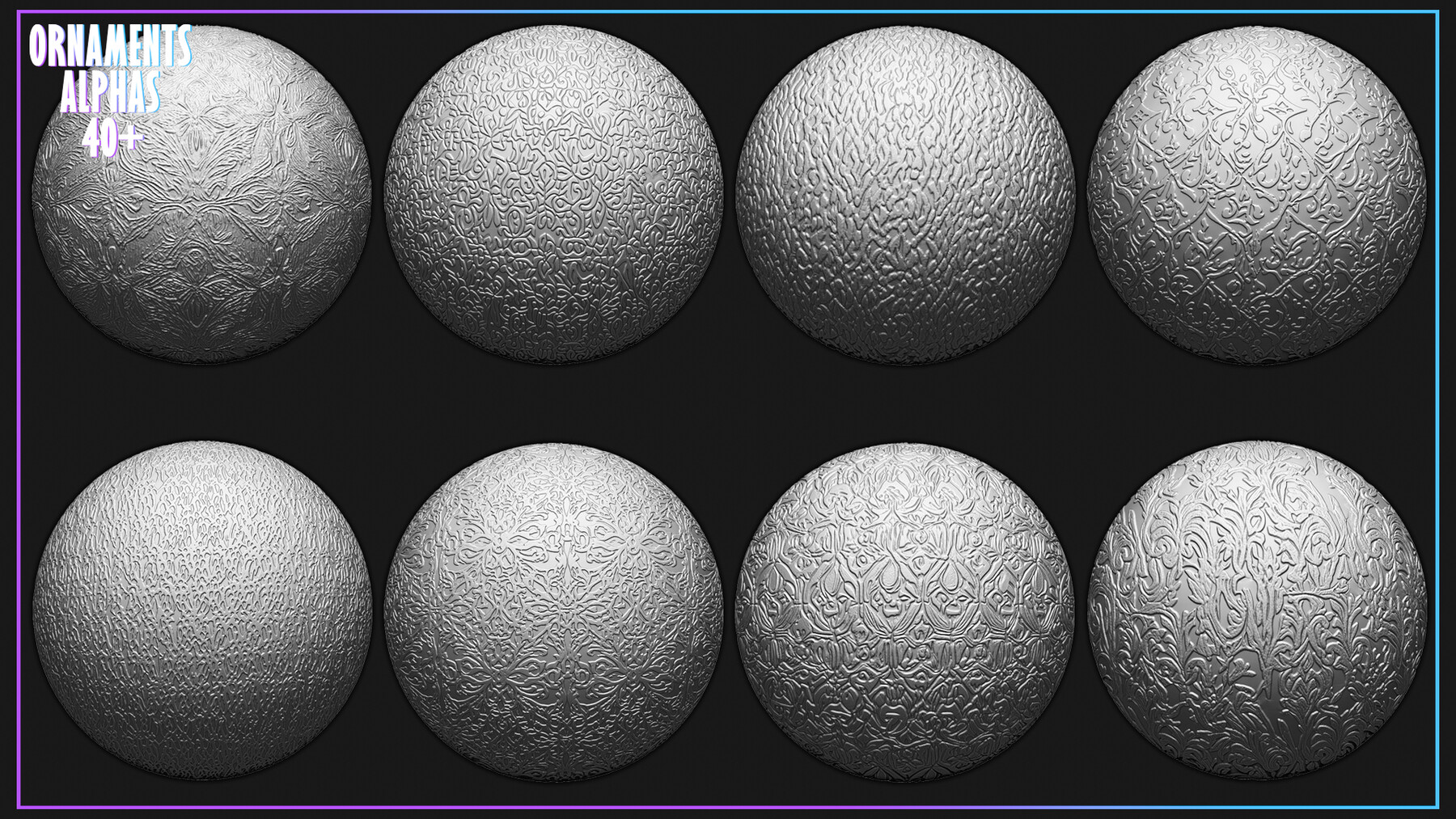 ArtStation - Ornaments Tileable Alphas (Displacement Maps) for ZBrush ...