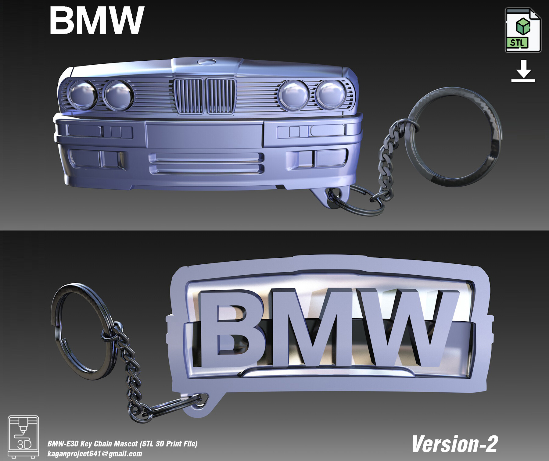 ArtStation - BMW e30 Mascot, Keychain, Keyring STL file 3D print. (v2 ...