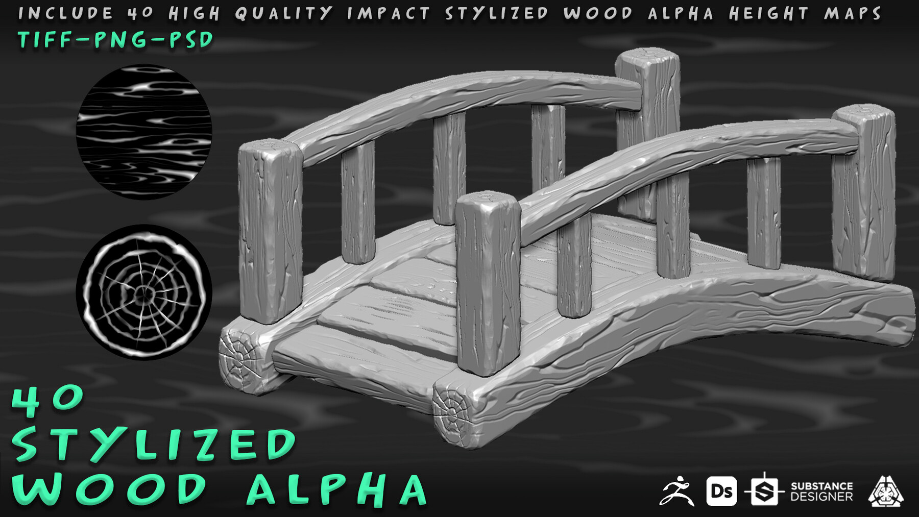 ArtStation - 40 Stylized Wood Alpha | Brushes