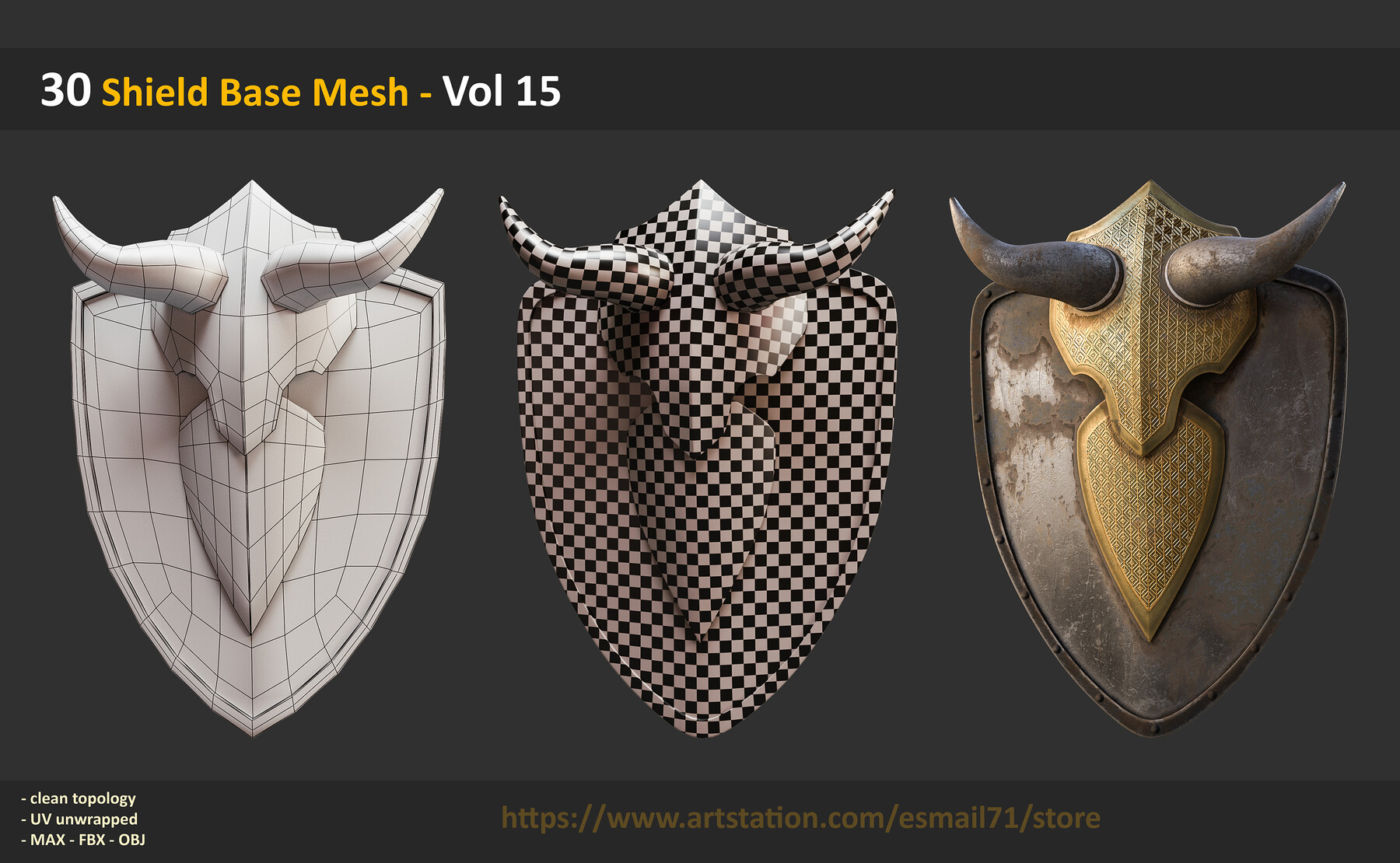 ArtStation - 30 Shield Base Mesh - Vol 15 | Resources