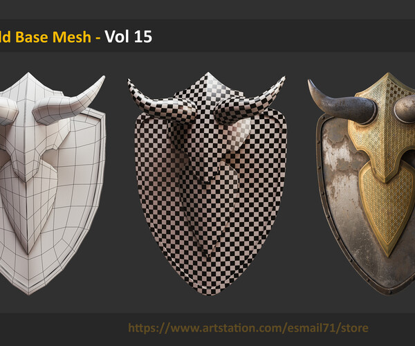 ArtStation - 30 Shield Base Mesh - Vol 15 | Resources