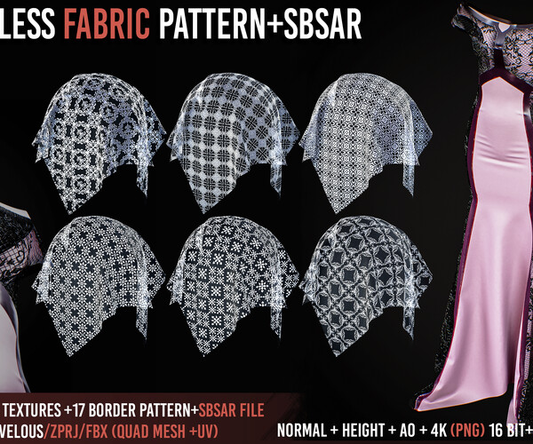 ArtStation - 45 Tileable Lace Fabric Pattern+(Sbsar)_Vol02 | Resources