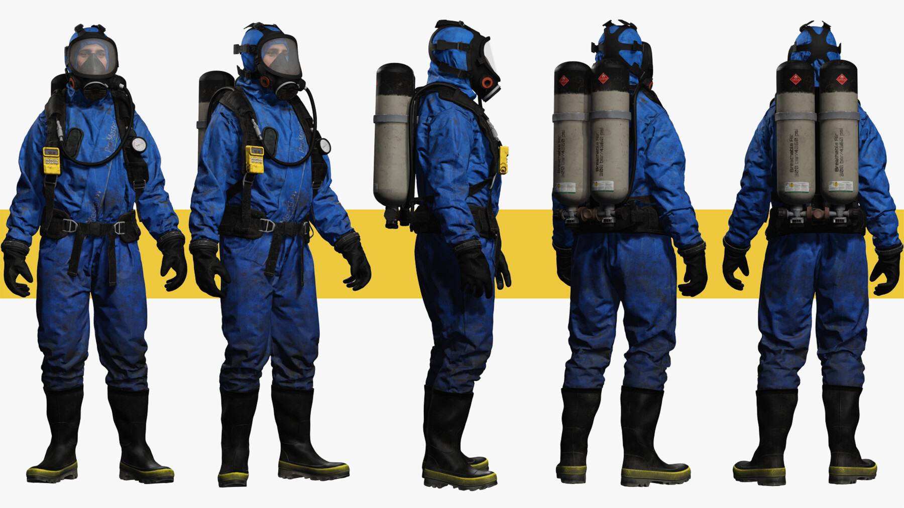 ArtStation - Gas mask HAZMAT SUIT Chemical Nuclear 3D model Full-body Low-poly 3D model | Game ...