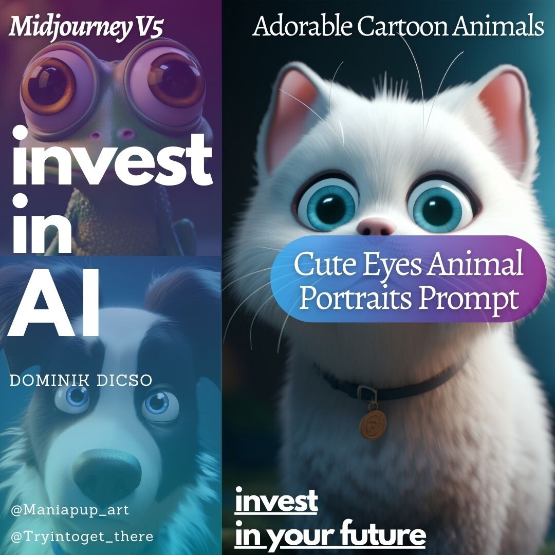 ArtStation - Adorable Eyes Cartoon Animal Portraits | Artworks