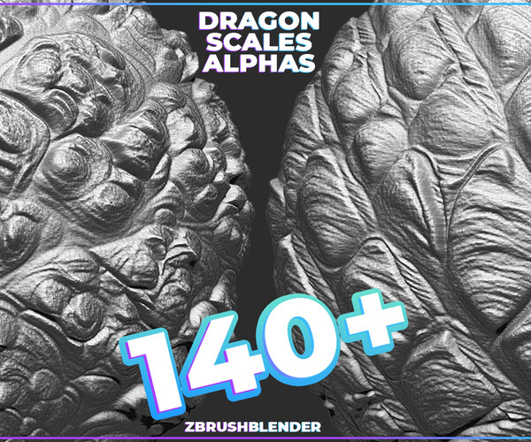 ArtStation - 140+ Dragon Scales Alphas for ZBrush (Displacement map ...