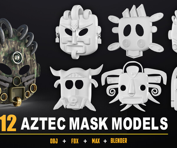 ArtStation - 12 Aztec Mask Models | Game Assets