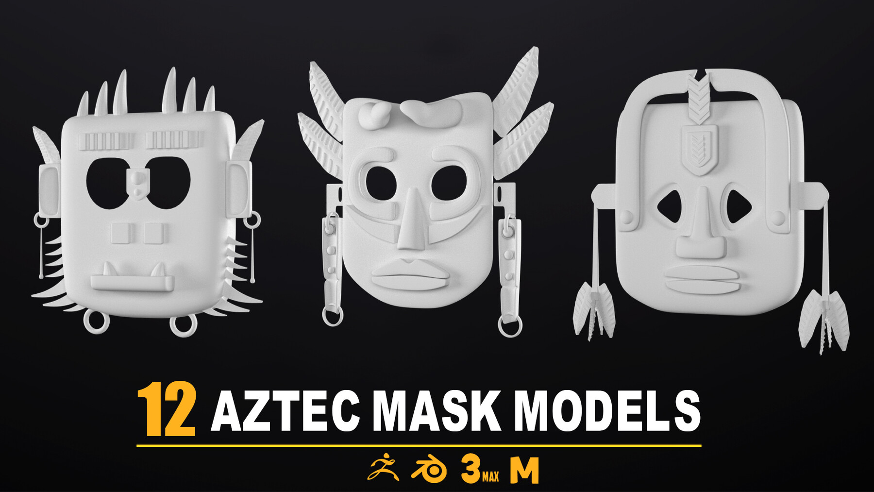 ArtStation - 12 Aztec Mask Models | Game Assets