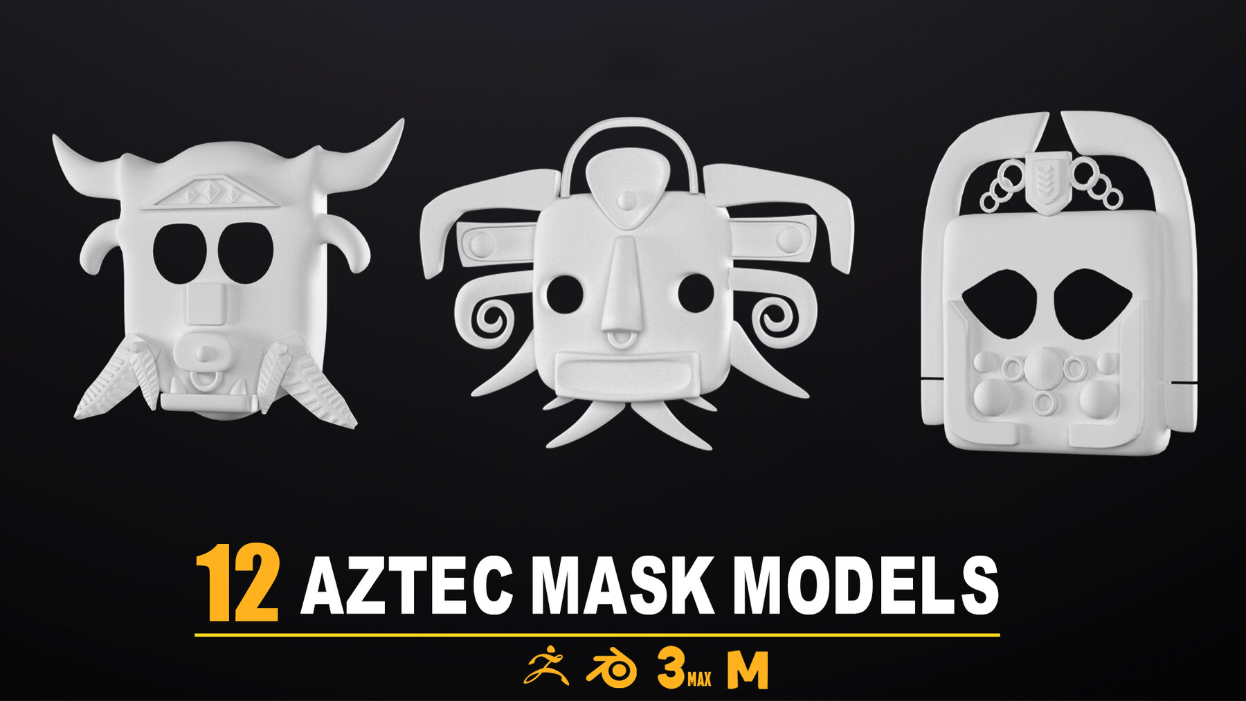 ArtStation - 12 Aztec Mask Models | Game Assets