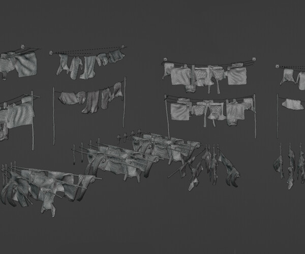 ArtStation - Washing Clothes Laundry Pants Shirts On Washinng Line Or ...