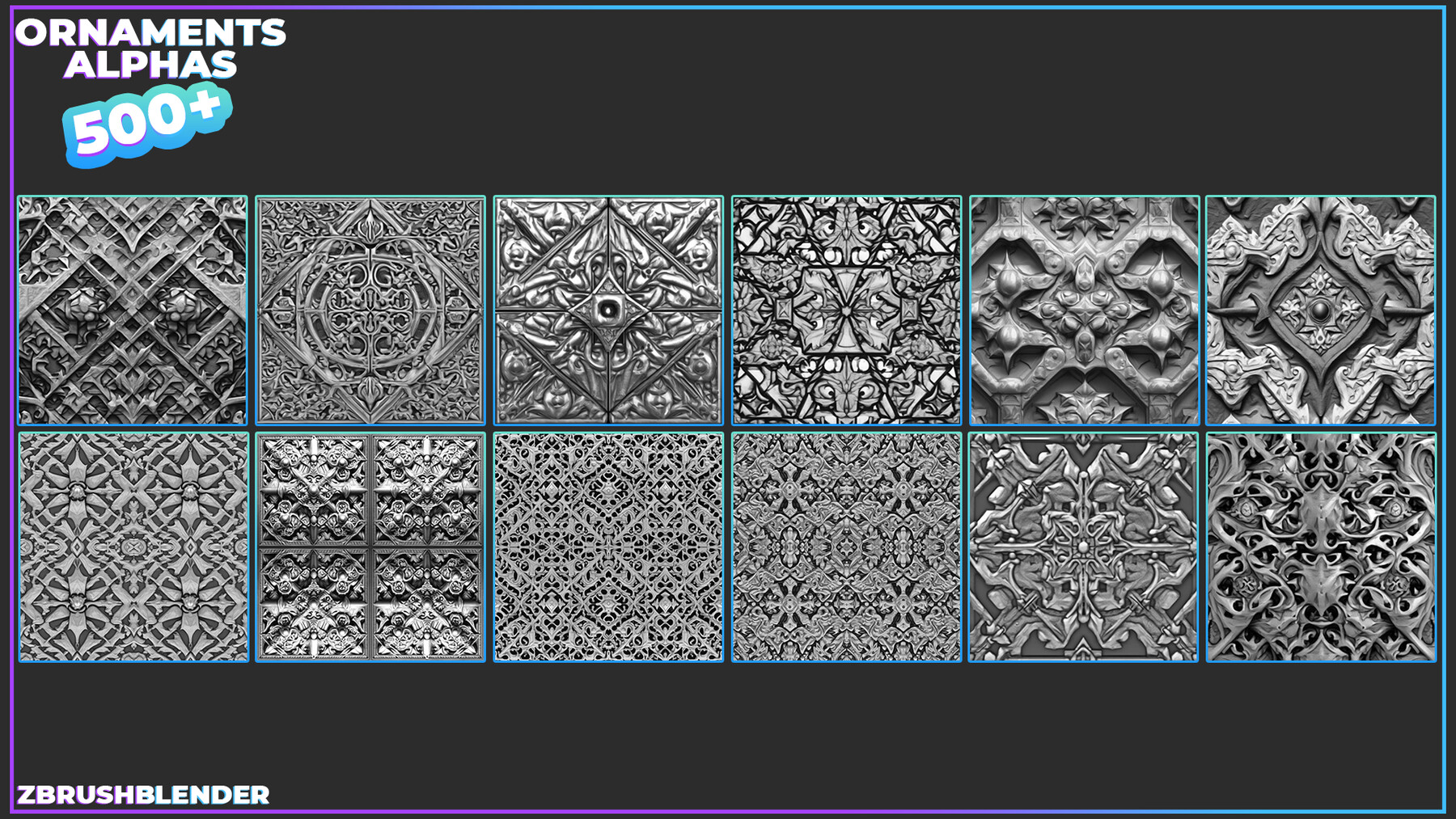 ArtStation - 500+ Ornaments Tileable Alphas (Displacement Maps) for ...