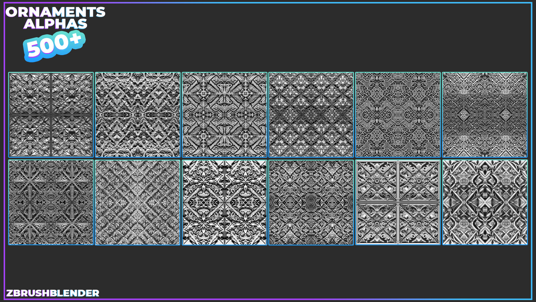 ArtStation - 500+ Ornaments Tileable Alphas (Displacement Maps) for ...