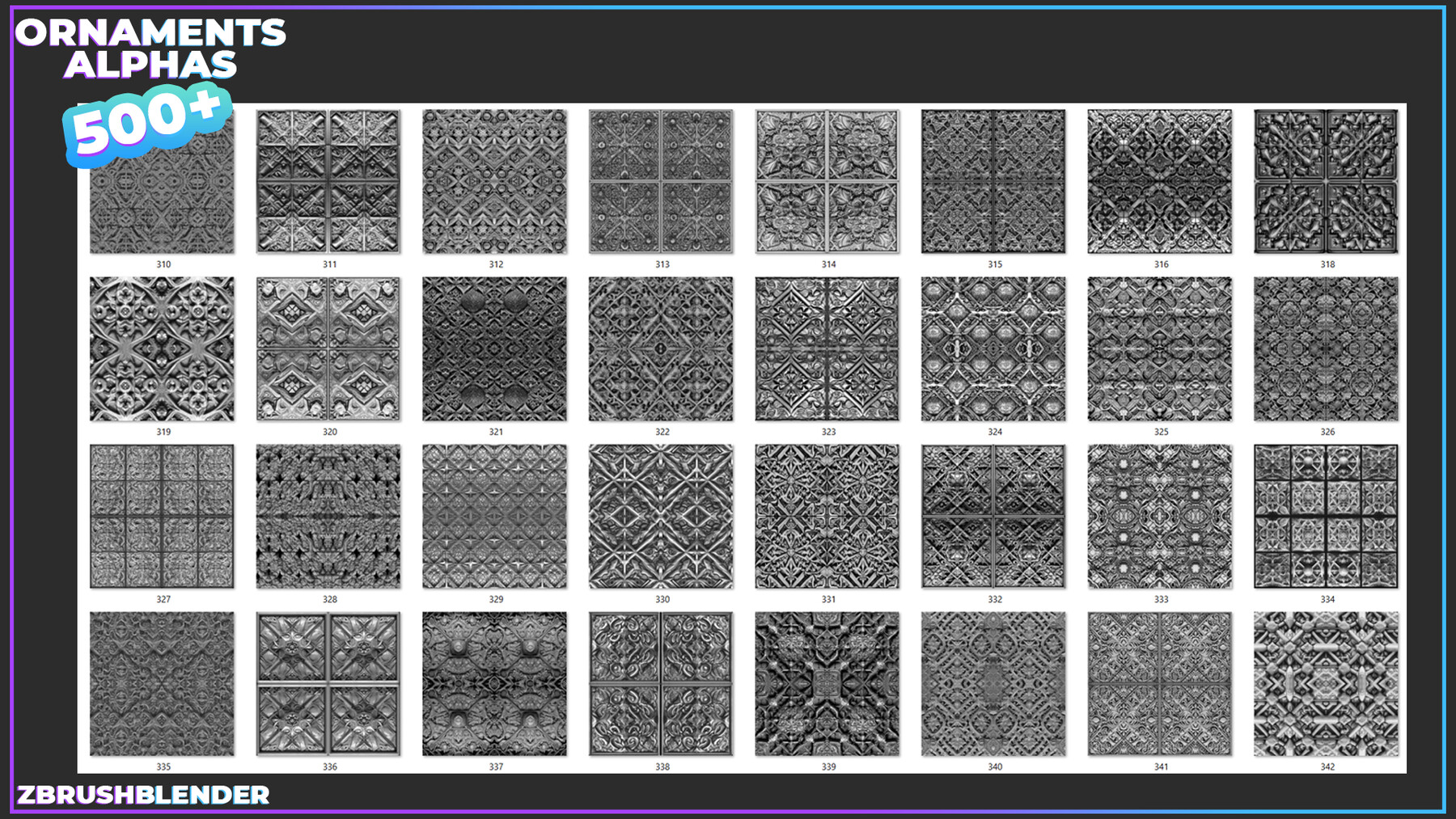 ArtStation - 500+ Ornaments Tileable Alphas (Displacement Maps) for ...