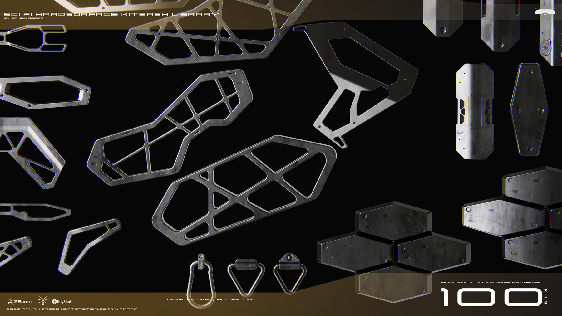 ArtStation - SCI-FI Hard Surface Kitbash Library for Mech Design - 100 ...