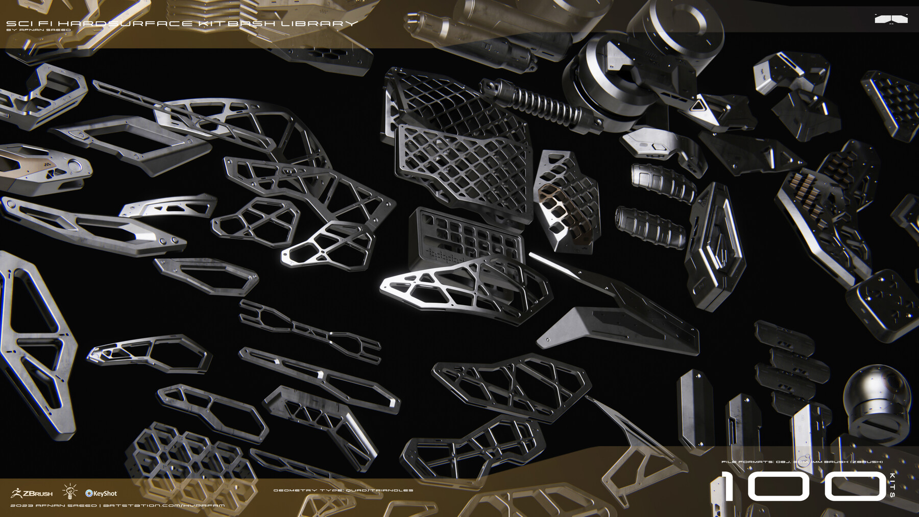 ArtStation - SCI-FI Hard Surface Kitbash Library for Mech Design - 100 ...