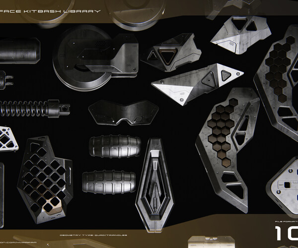 ArtStation - SCI-FI Hard Surface Kitbash Library for Mech Design - 100 ...