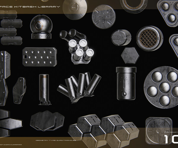 ArtStation - SCI-FI Hard Surface Kitbash Library for Mech Design - 100 ...