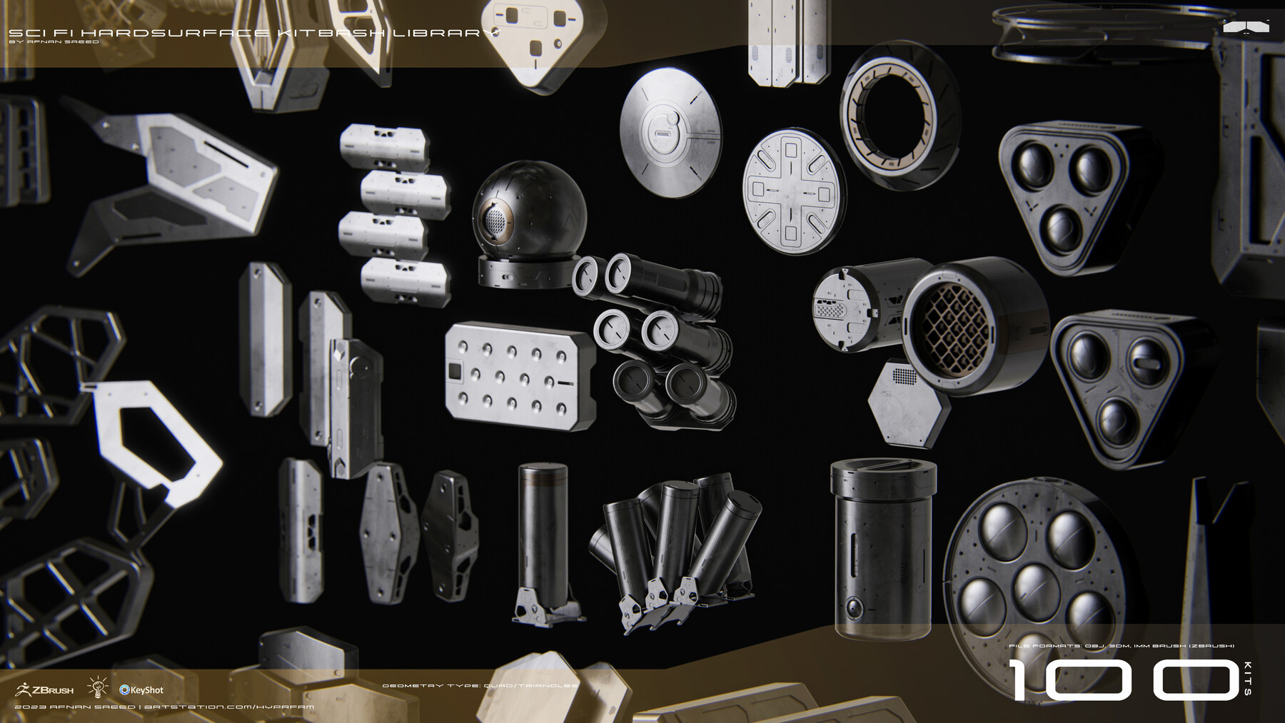 ArtStation - SCI-FI Hard Surface Kitbash Library for Mech Design - 100 ...