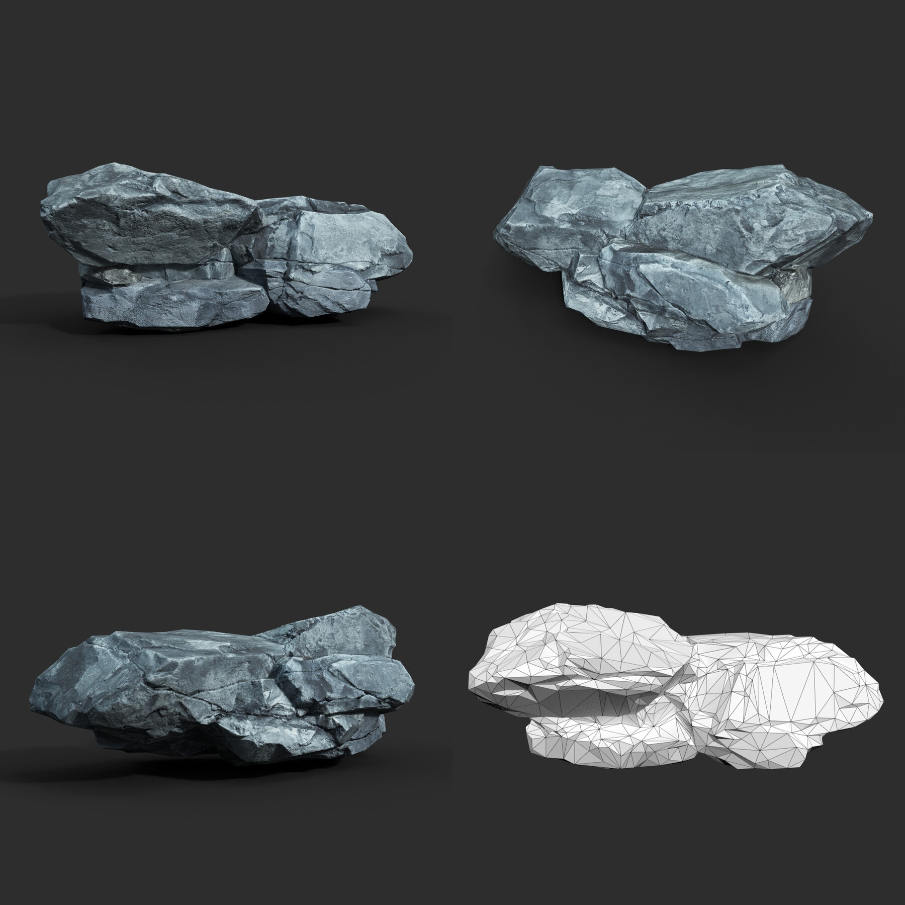 ArtStation - Low Poly Gray Rock 230322 - Ultra HD 16K Texture | Game Assets