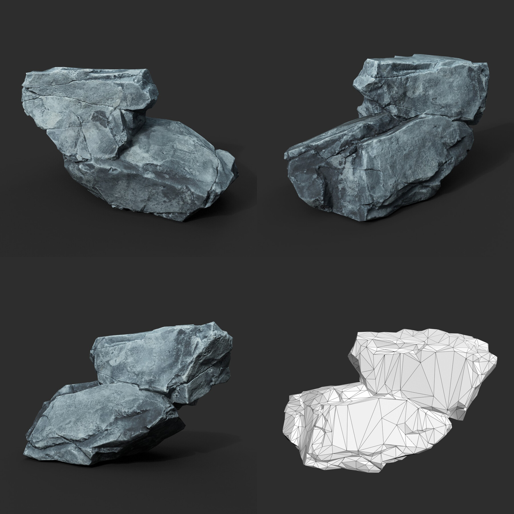 ArtStation - Low Poly Gray Rock 230322 - Ultra HD 16K Texture | Game Assets