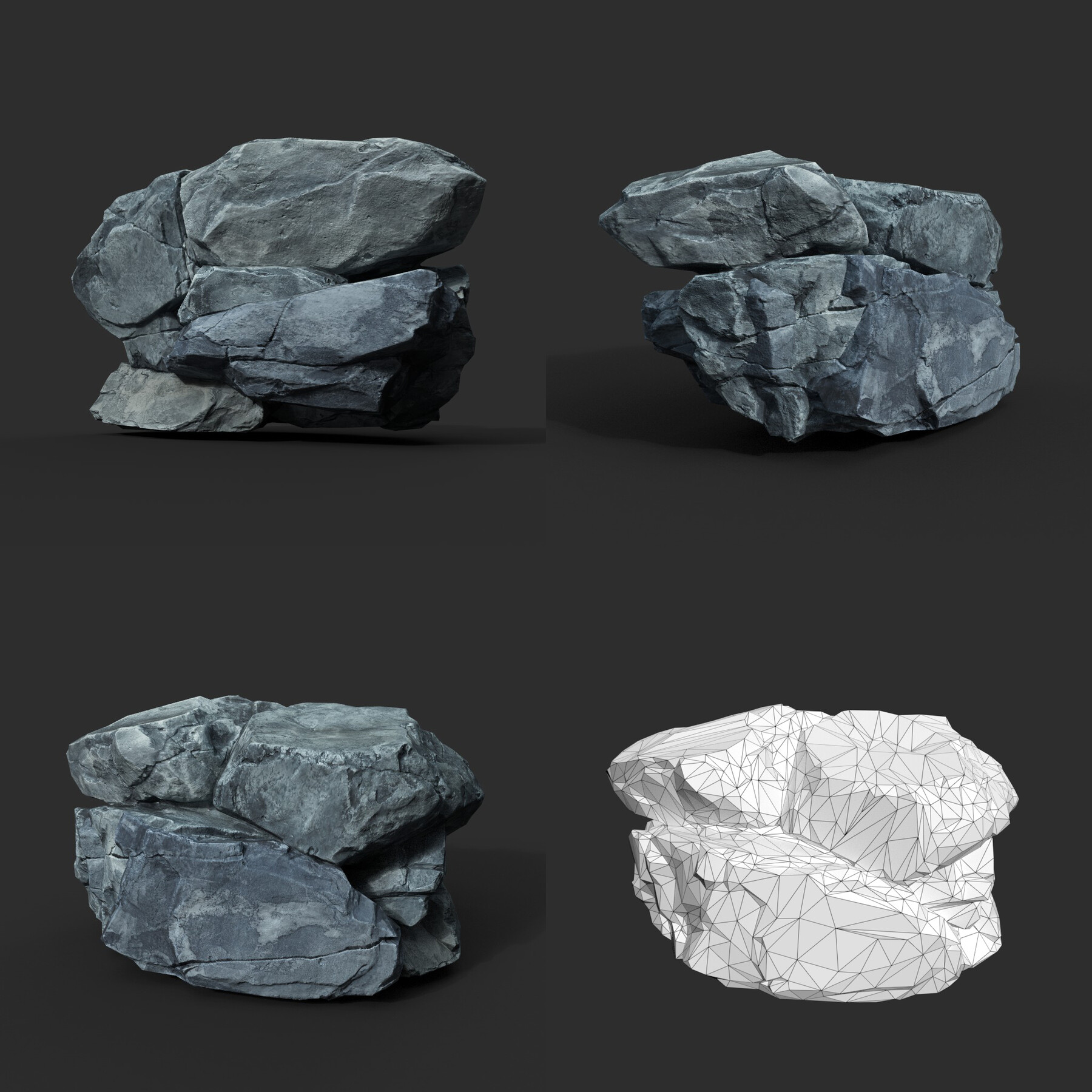 ArtStation - Low Poly Gray Rock 230322 - Ultra HD 16K Texture | Game Assets