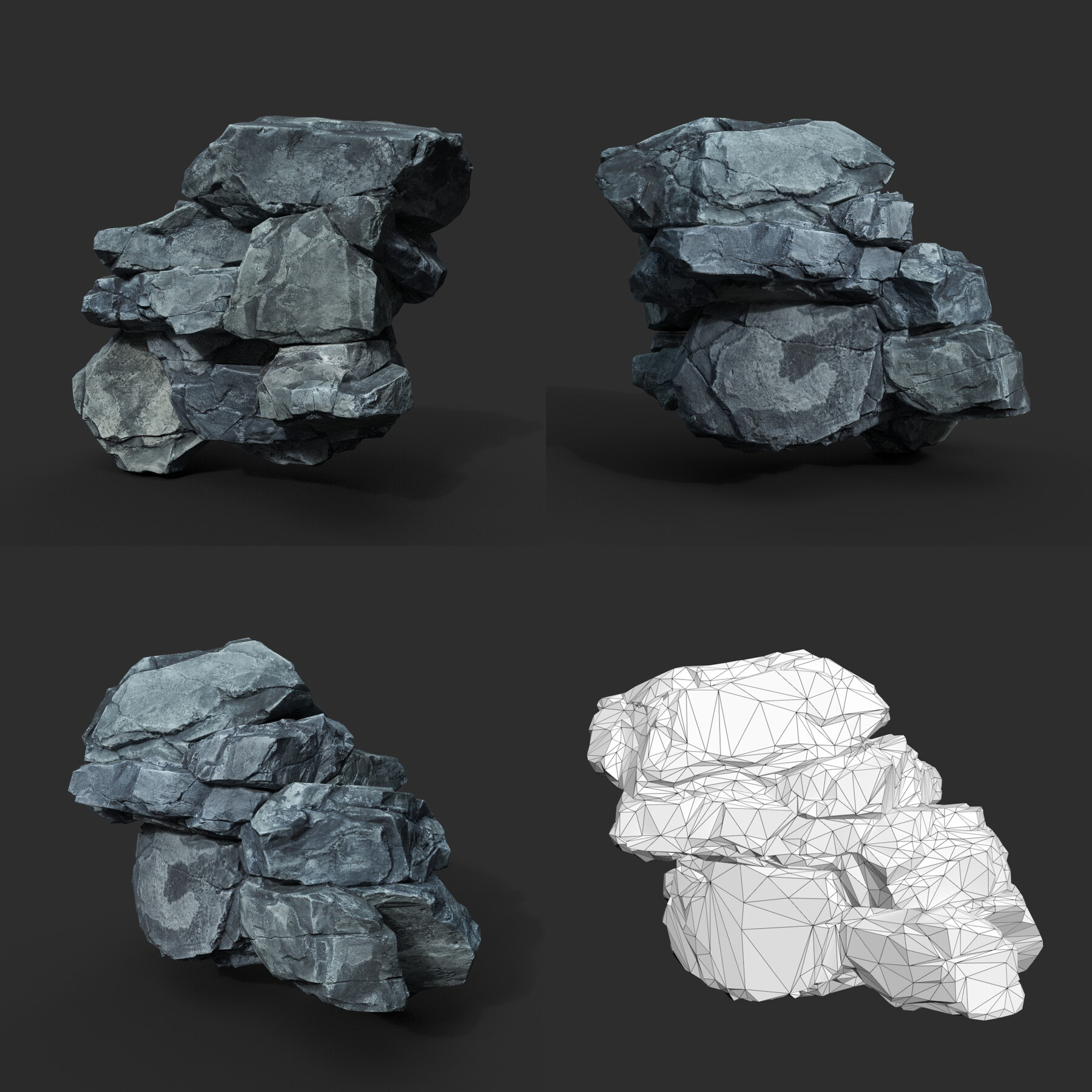 ArtStation - Low Poly Gray Rock 230322 - Ultra HD 16K Texture | Game Assets