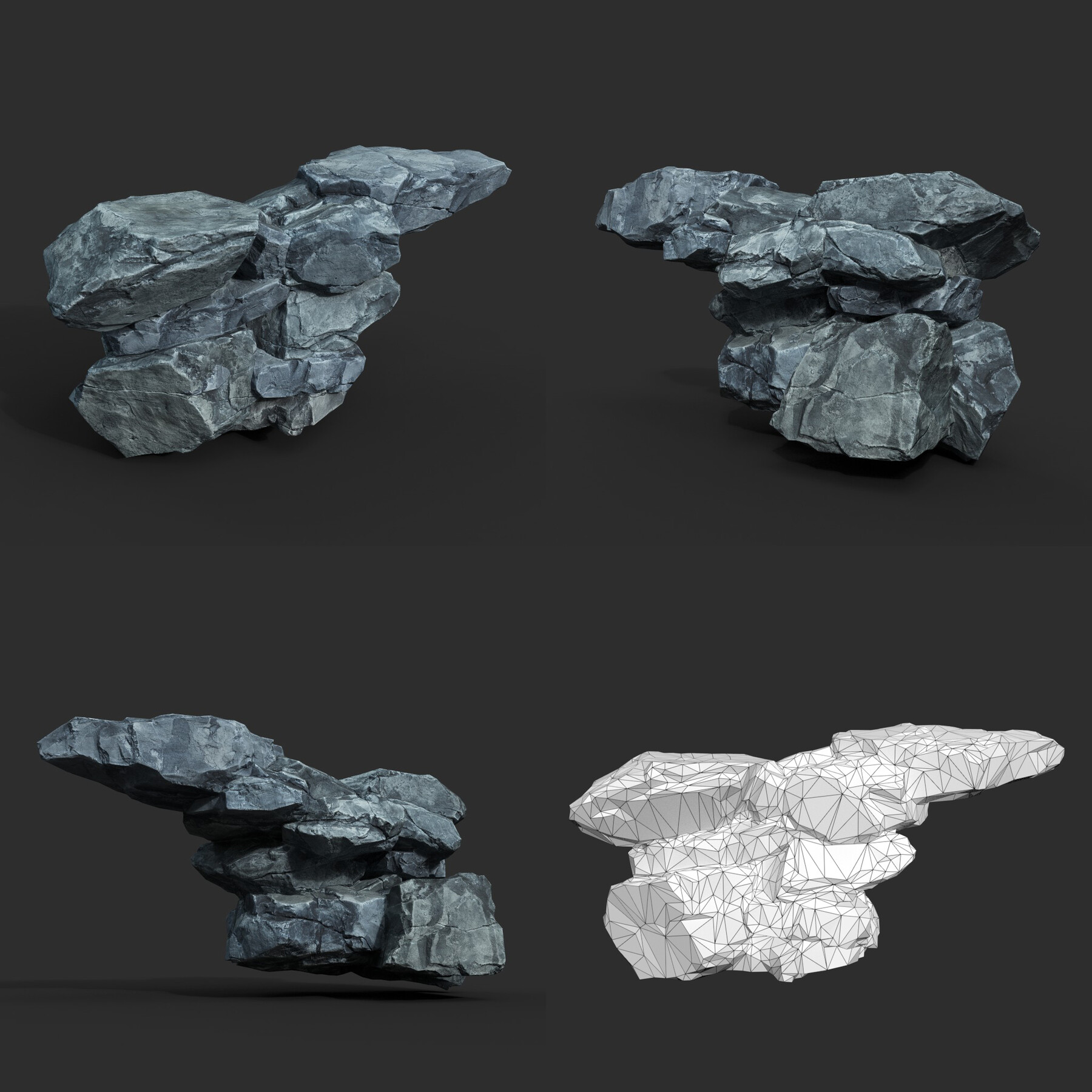 ArtStation - Low Poly Gray Rock 230322 - Ultra HD 16K Texture | Game Assets