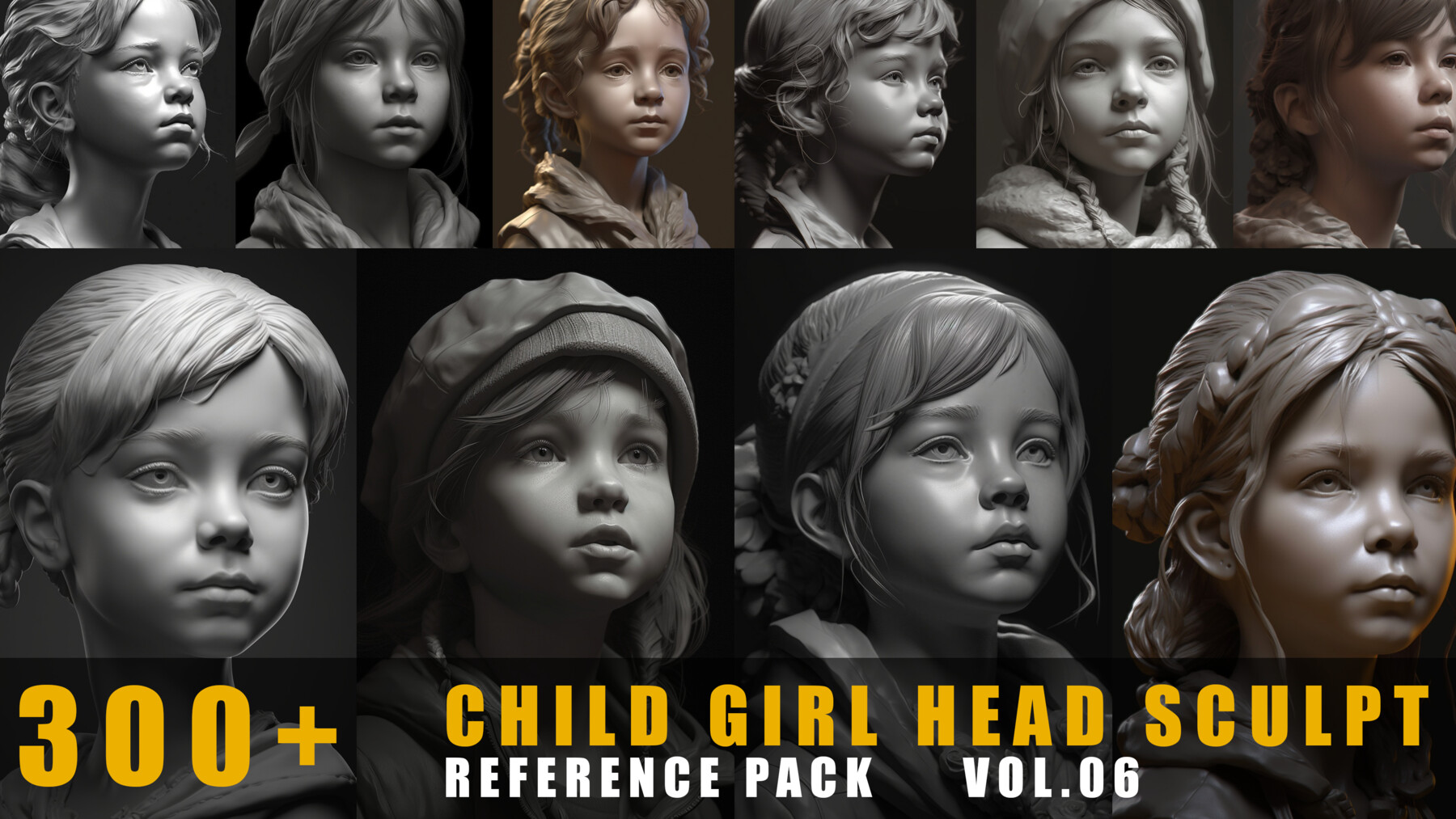 ArtStation - 300+ Child Girl Head Sculpt - References Packs Vol.06 ...