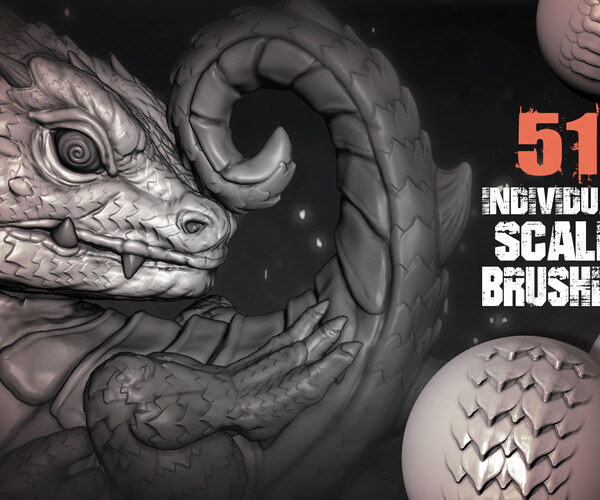 ArtStation - Reptiled : ZBrush Scale Brushes | Brushes