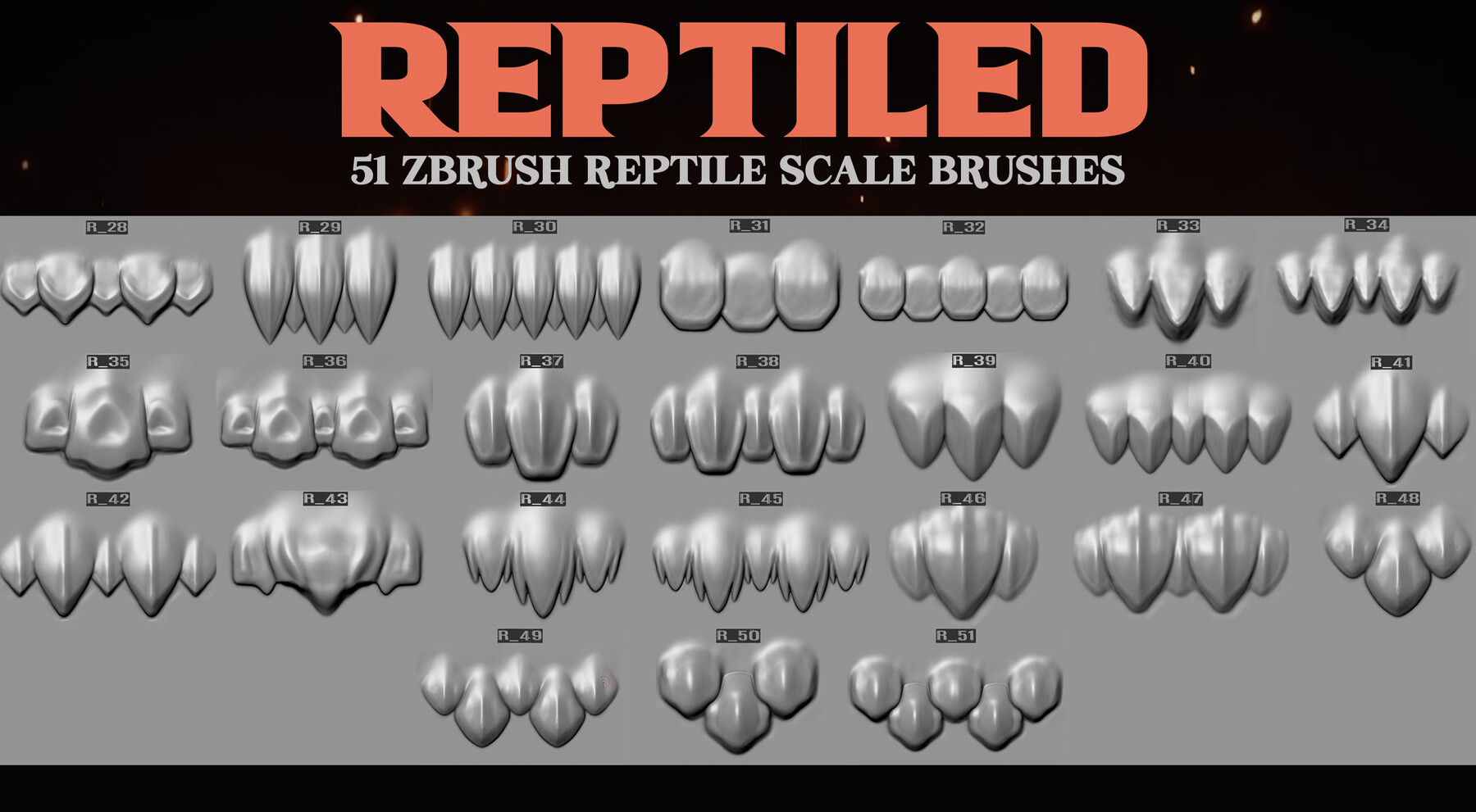 ArtStation - Reptiled : ZBrush Scale Brushes | Brushes