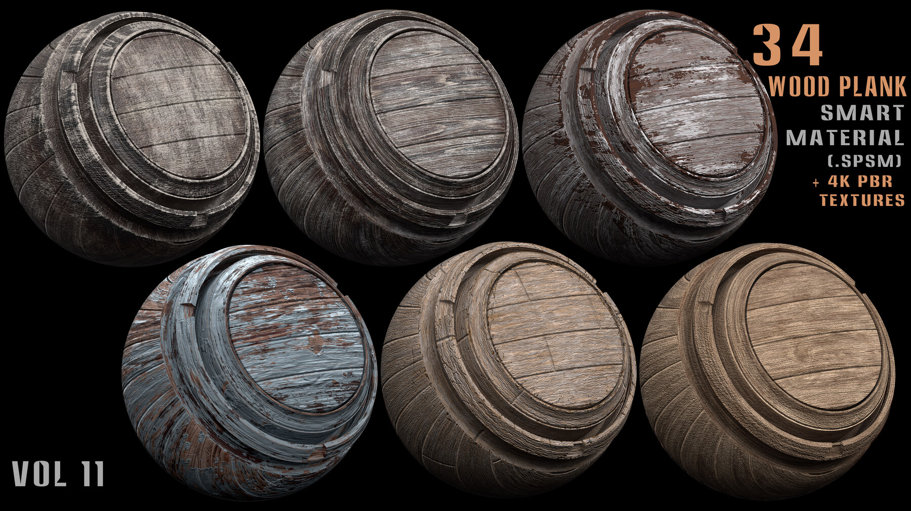 ArtStation - 34 Wood plank smart material + 4k PBR textures - Vol 11 ...