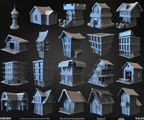 ArtStation - Pack of 20 Low Poly Gaming Assets Vol 01 | Game Assets